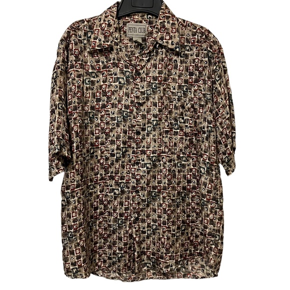 Vintage | Shirts | Vintage Penta Club Silk 9s Print Button Down Shirt ...